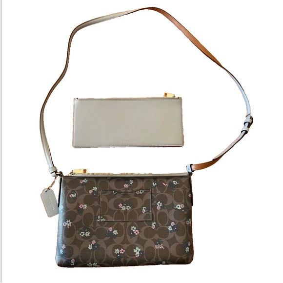 Coach | Bags | Euc Coach Signature C Ranch Blue Floral Crossbody Canvas ...